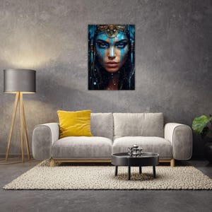 African Blue Face Paint Woman Wall Art African Printing African Woman ...
