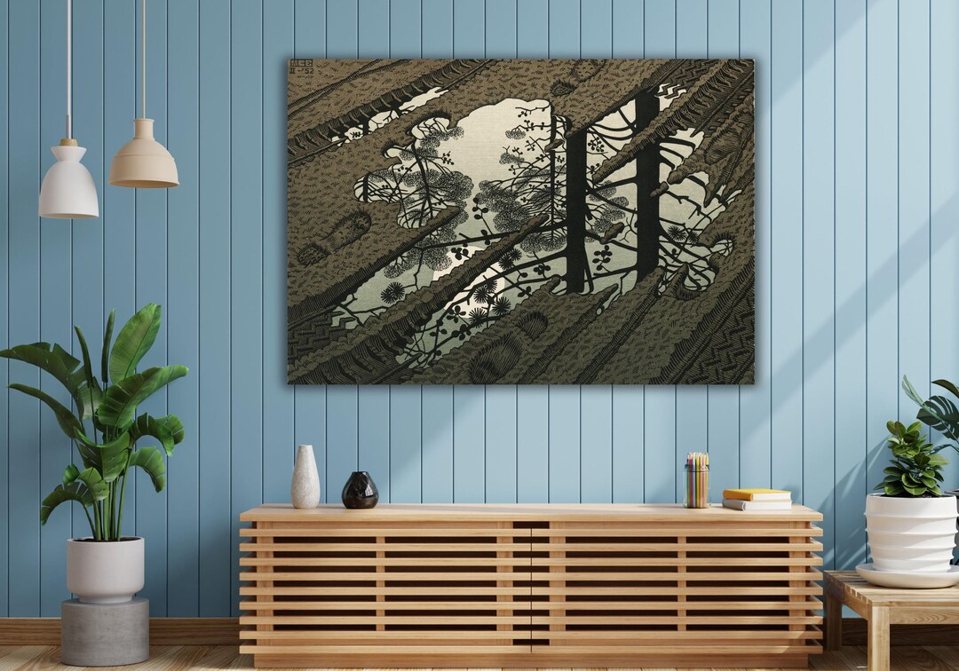M C Escher Puddle Canvas Cornelis Escher Poster Ready to Hang Gift of ...