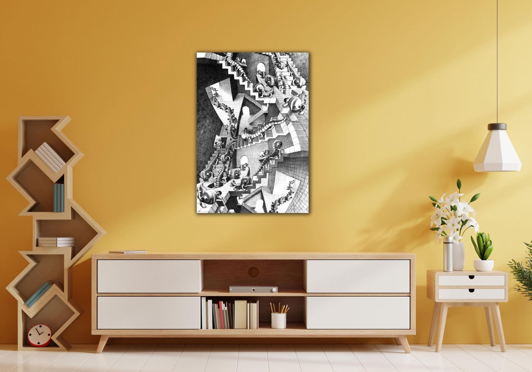 M C Escher House of Stairs Canvas Art Cornelis Escher Poster Ready to ...