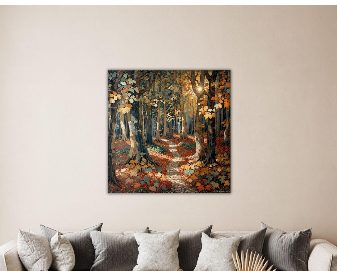 Gustav Klimt Inspired Rustic Autumn Forest Poster Klimt Paint Gustav ...