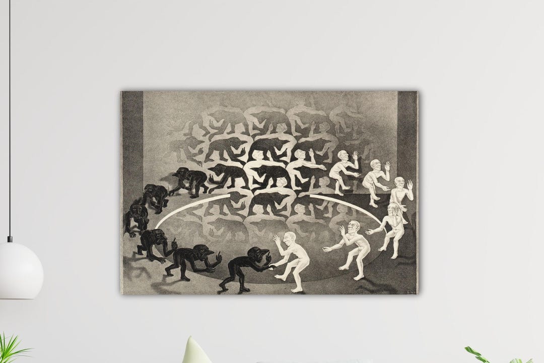 M C Escher Escher Encounter 1944 Canvas Escher Poster Ready to Hang ...