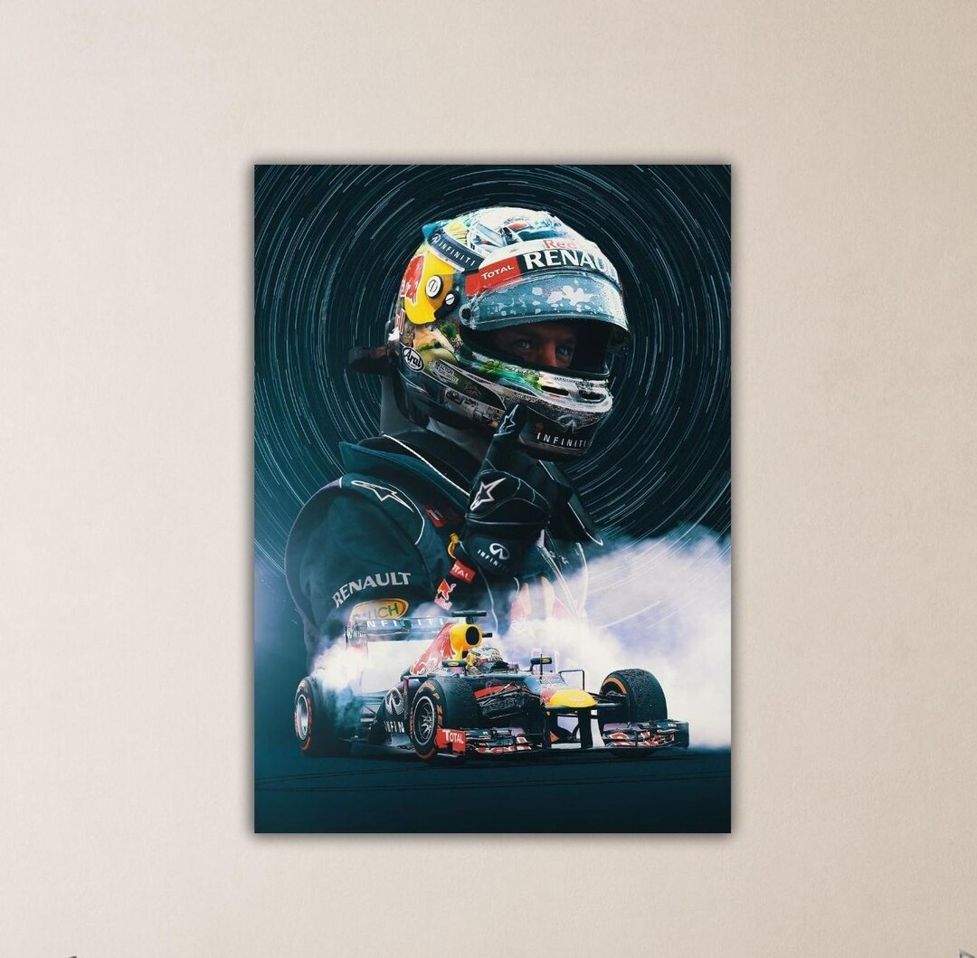 Sebastian Vettel Poster Art Formula One Wall Art F1 Grand Prix Ferrari ...