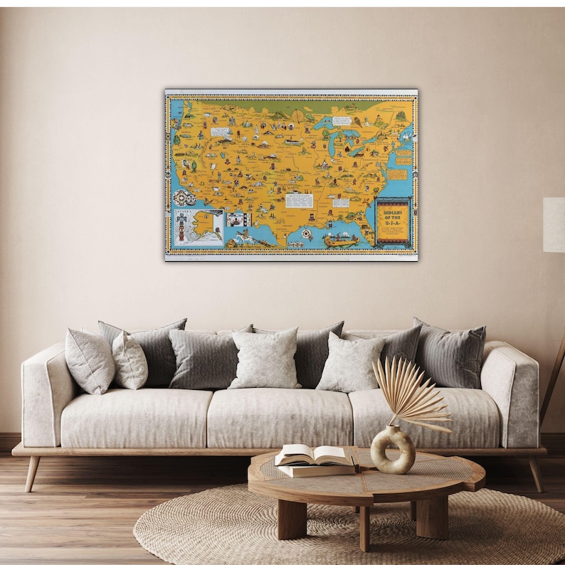 Old Map of Native Americans Poster Wall Art Gift Art Indians of USA ...