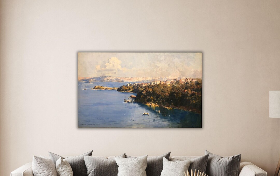 Arthur Ernest Streeton the Harbor From Mosmon Canvas Arthur Ernest ...