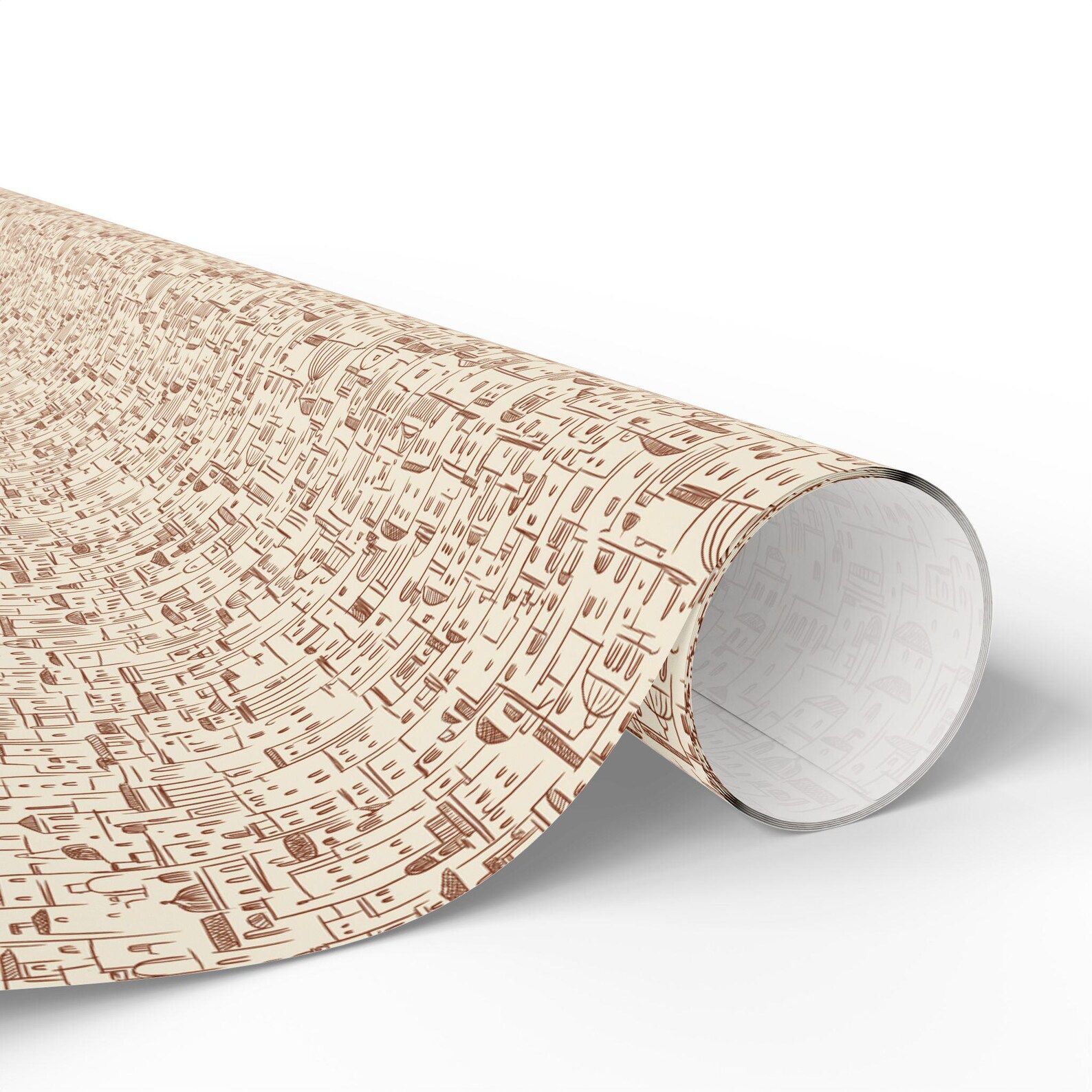 Greek Townscape Pattern Wrapping Paper Rustic Architecture Design ...