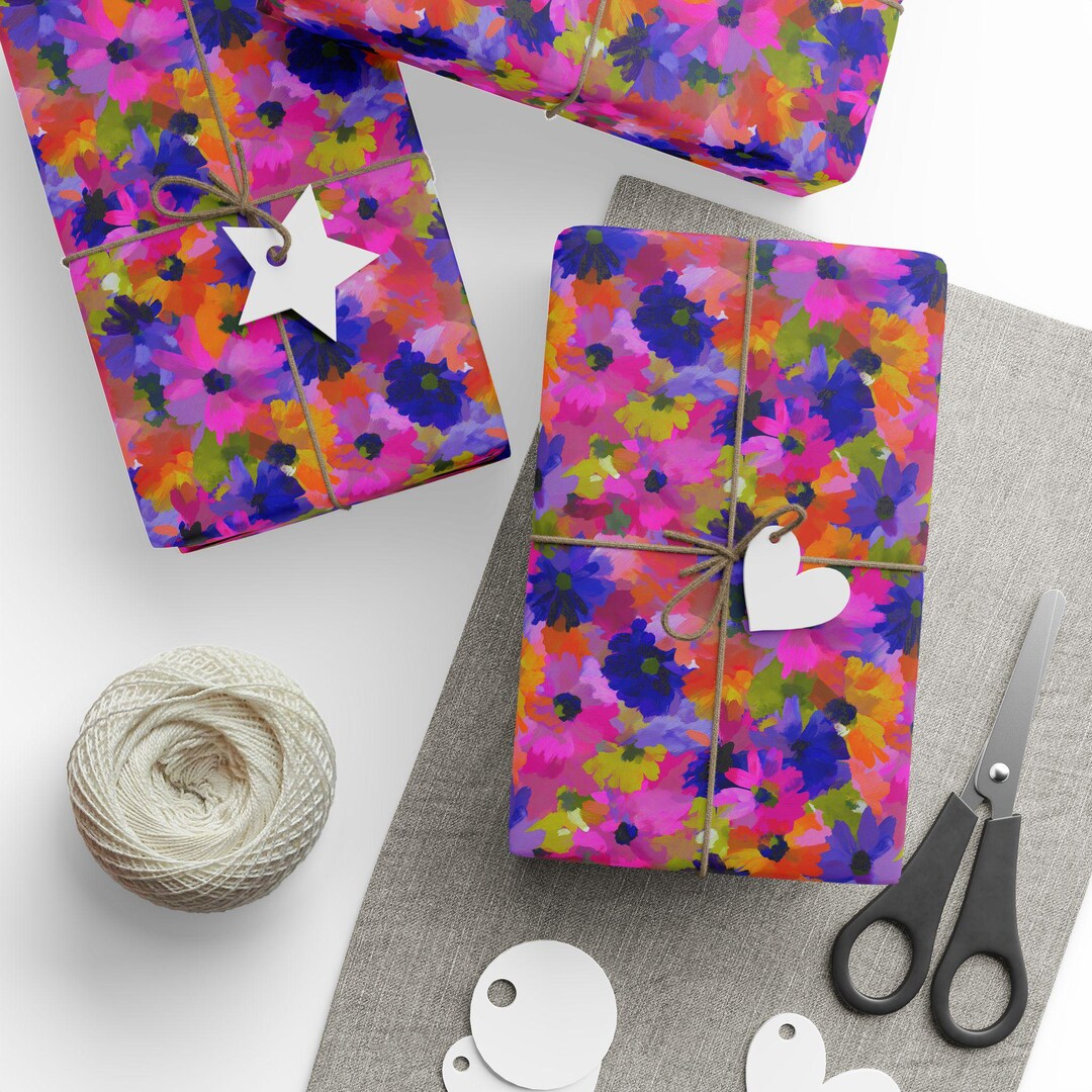 Watercolor Floral Wrapping Paper: Vibrant Wildflower Gift Wrap - Etsy