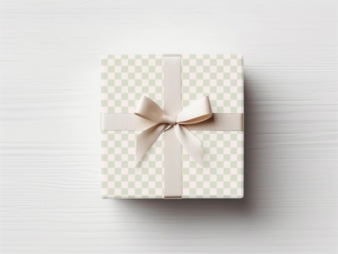 Light Mint Green Checkered Wrapping Paper Perfect for Weddings ...