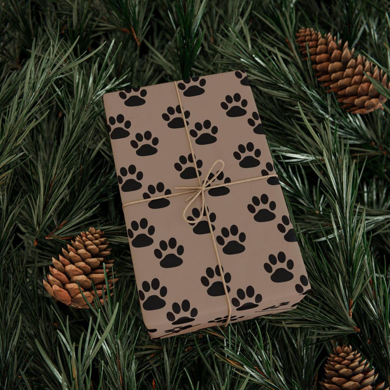 Dog Paw Print Wrapping Paper for Pet Lovers Gift Wrap Great for ...