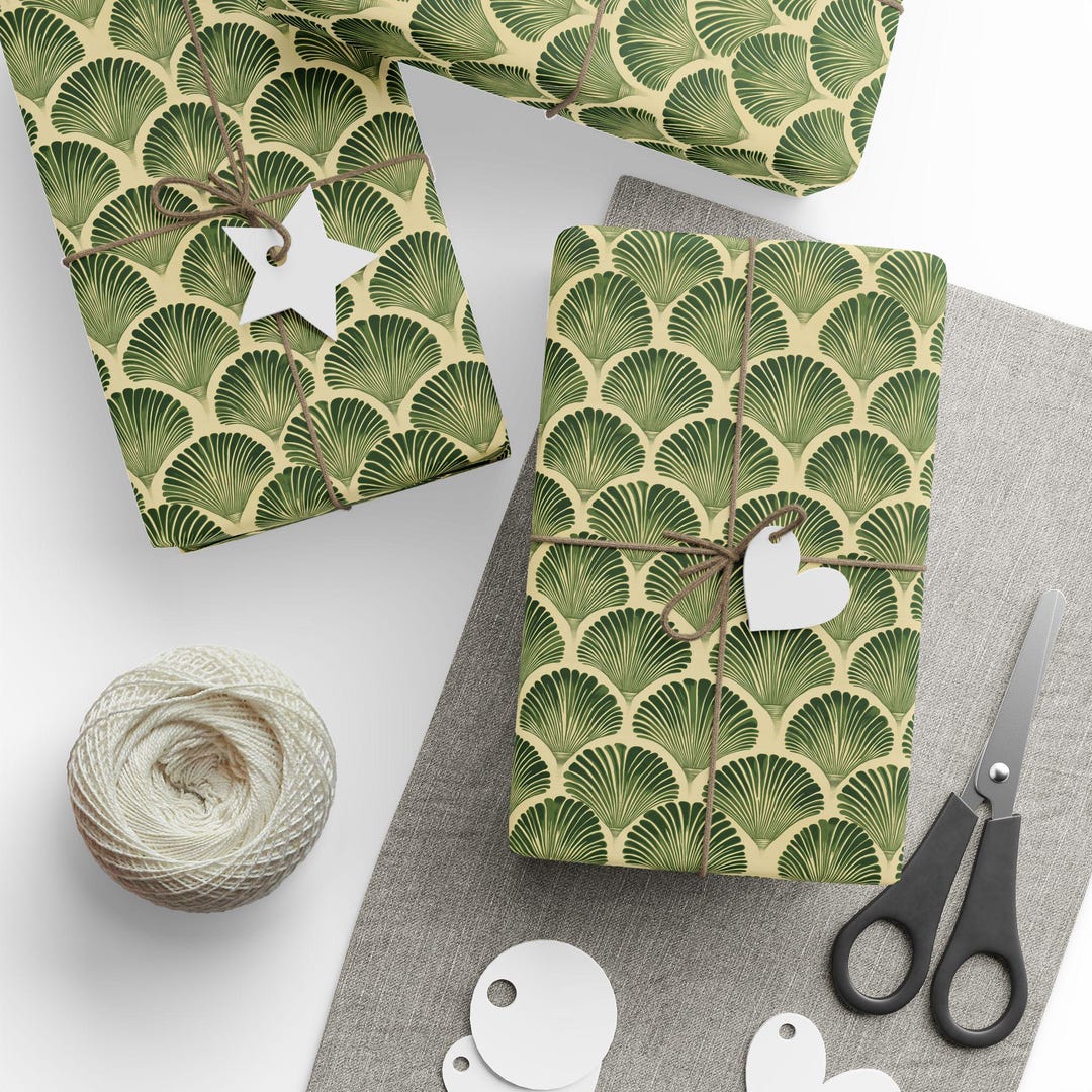 Art Deco Green Shell Wrapping Paper: Vintage Style Gift Wrap - Etsy
