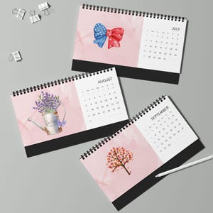 Desktop Calendar 2025, Cute Pink Calendar, Planner Organizer, Daily ...
