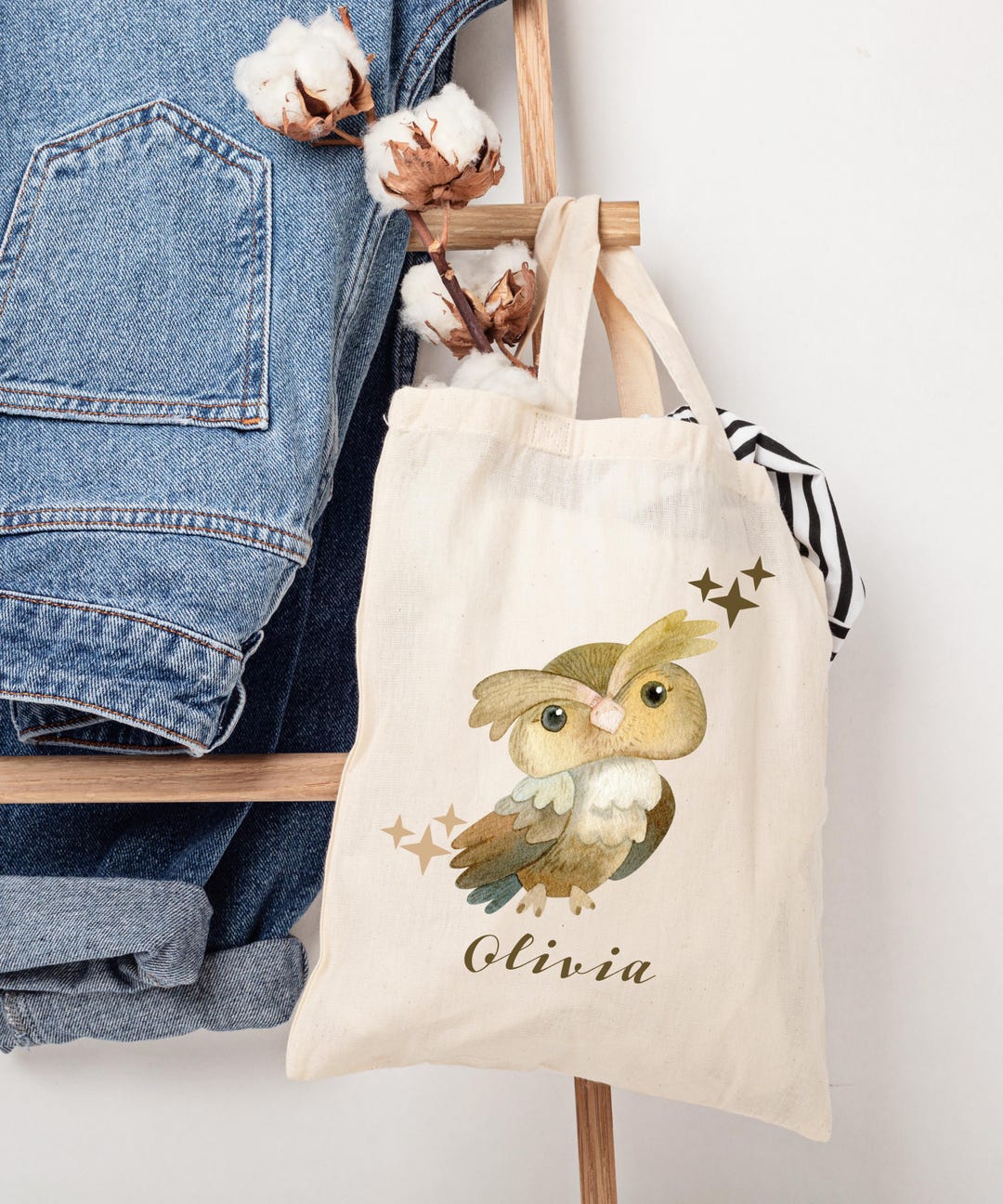 Custom Cotton Tote Bag, 2 Designs in One, Colors Customizable and Texts ...
