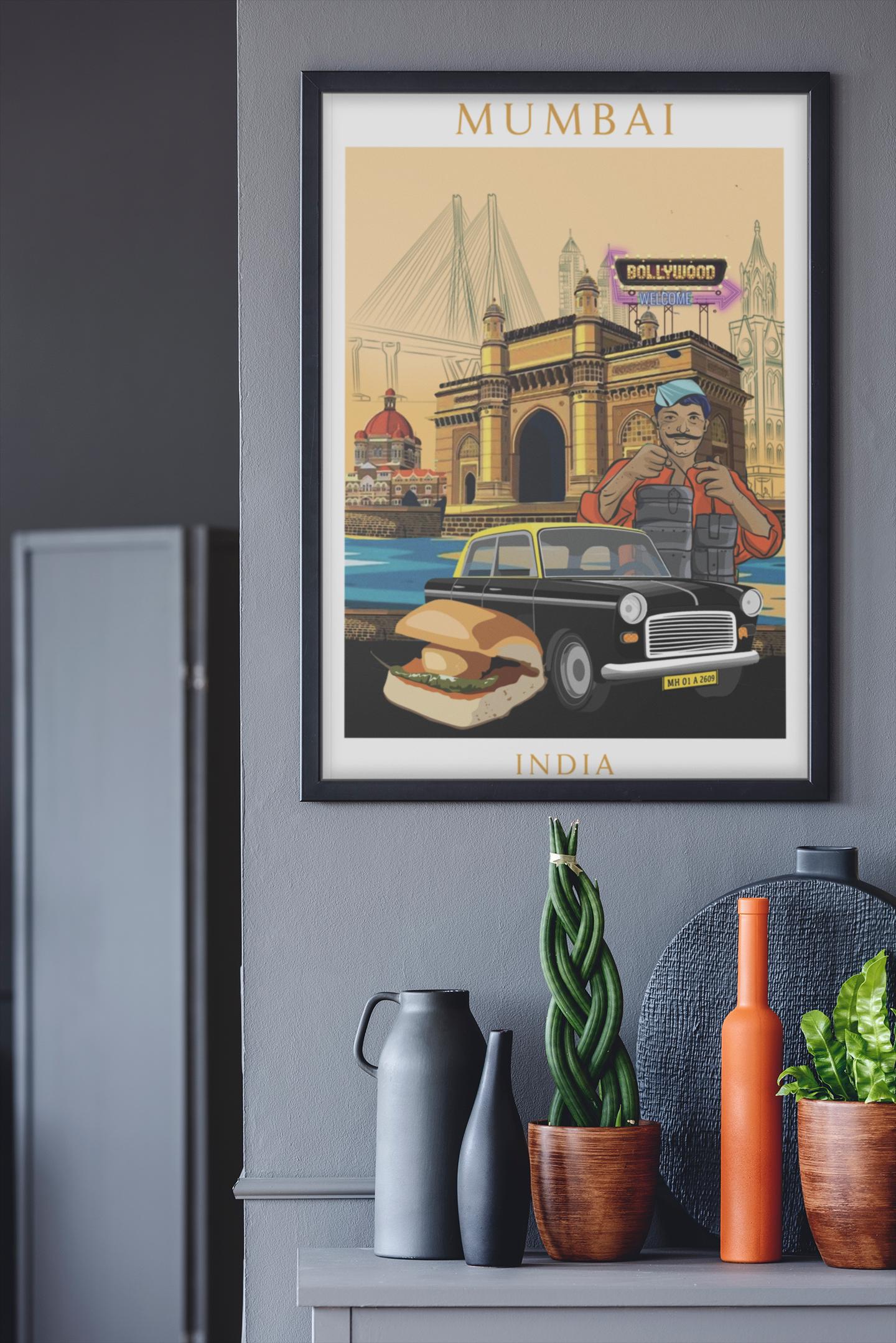Mumbai Skyline Poster: Vibrant India Travel Wall Art - Etsy