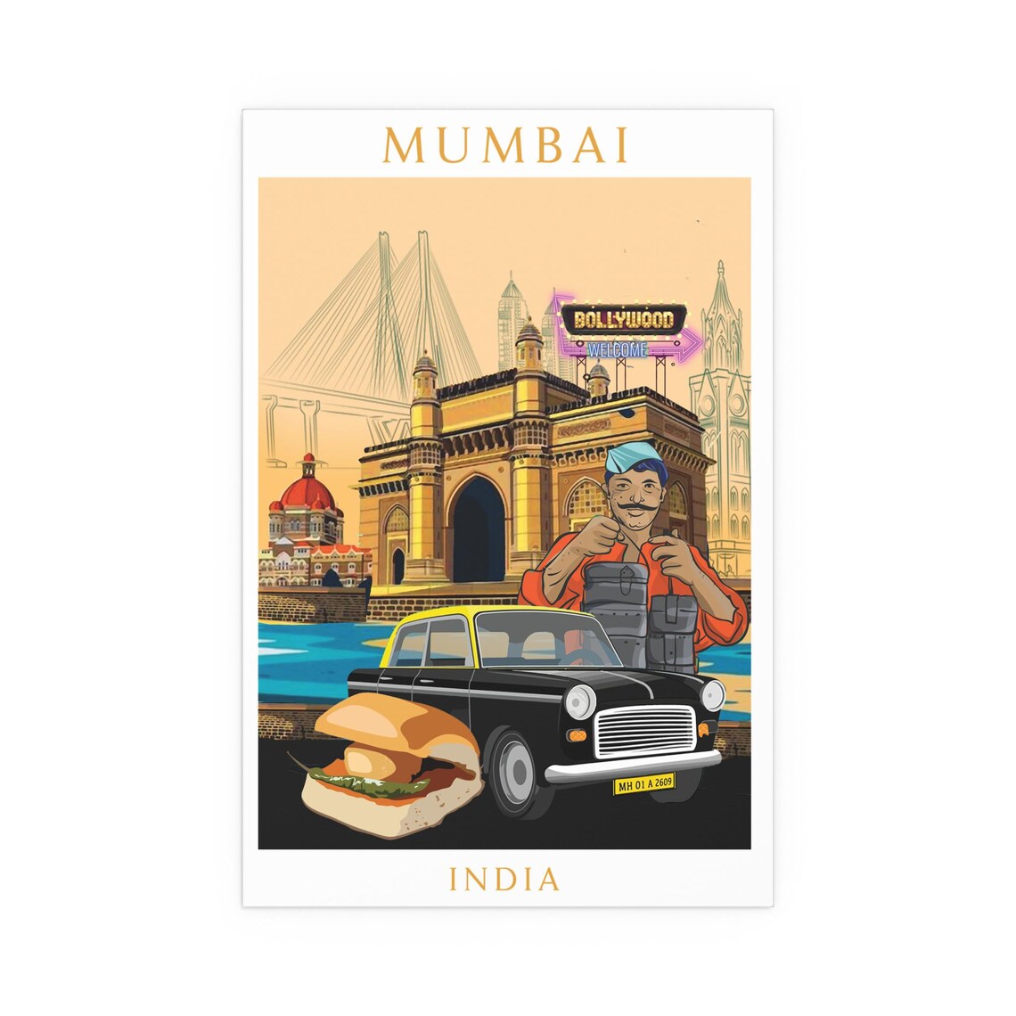 Mumbai Skyline Poster: Vibrant India Travel Wall Art - Etsy