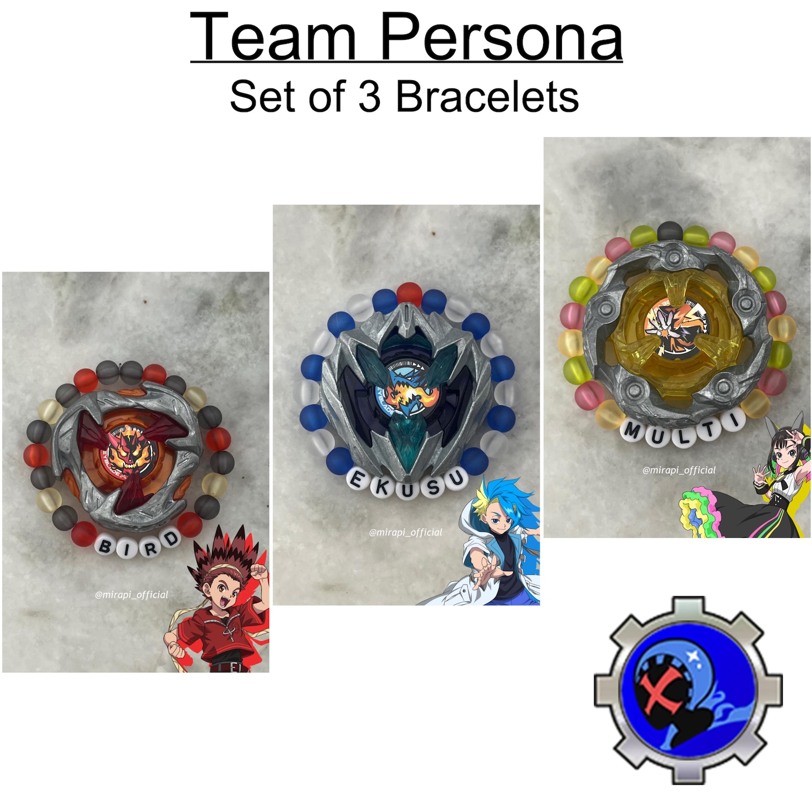 Beyblade X Handmade Custom Bead Kandi Bracelets - Bird Robin Kazami ...