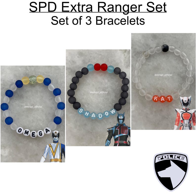 Power Rangers SPD Special Handmade Custom Bead Kandi Bracelets Doggie Cruger Sam Kat Manx Shadow ...