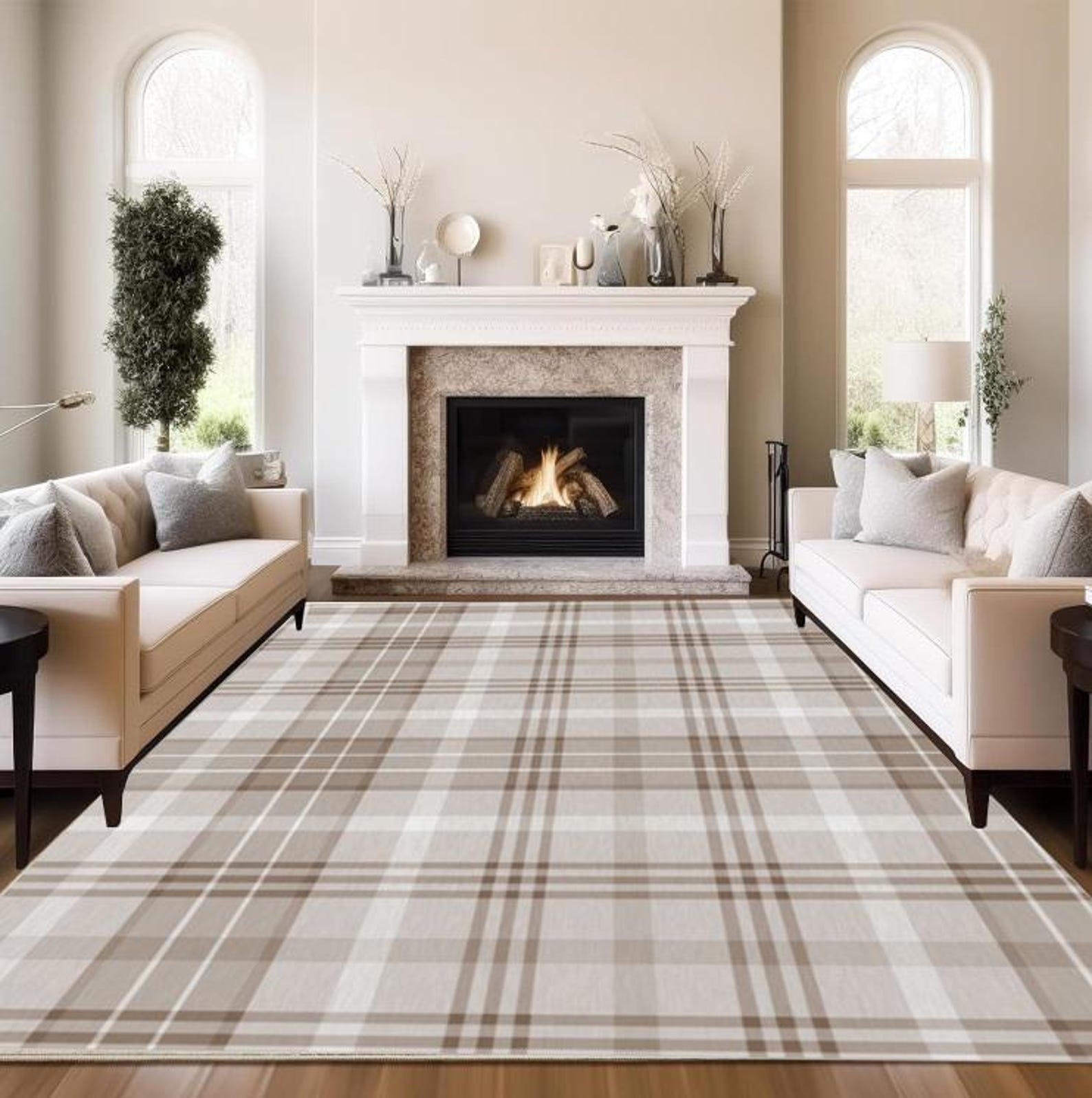 Plaid Rug, Farmhouse Decor, Country Home, Checkered Rustic Cabin ...