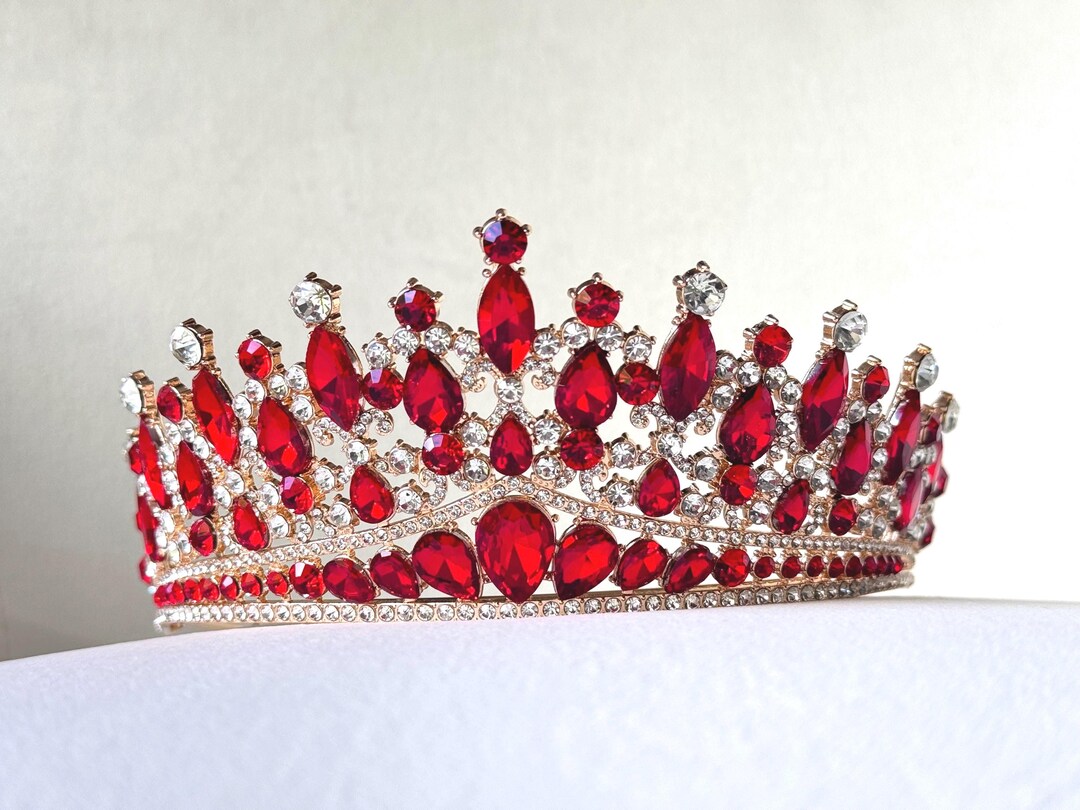 Red Queen Crown – Royal Statement Tiara With Red Rhinestones – Pageant ...