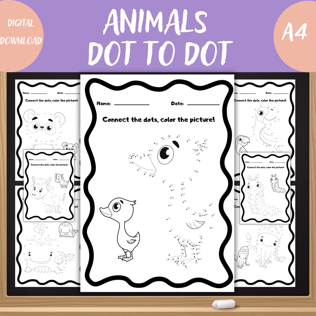 Animal Dot to Dot Coloring Pages | 60 Printable Kids Activities ...
