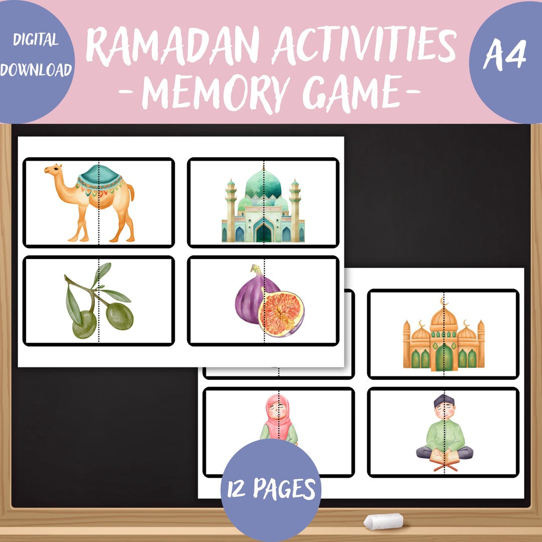 Ramadan Memory Game, Islamic Matching Card, Preschool Learning Activity ...