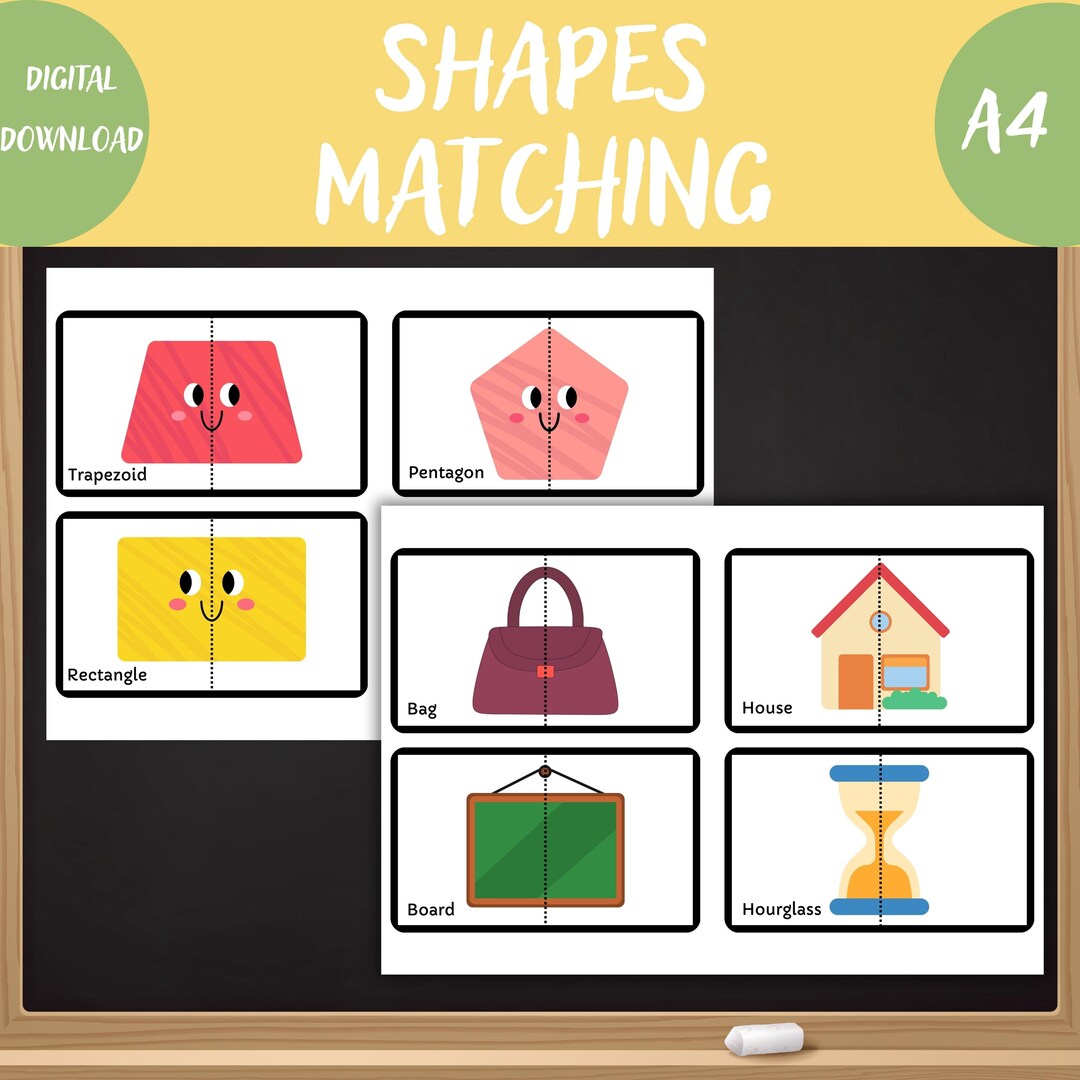 Shape Matching & Memory Game | 16 Shapes + 16 Real Objects | Preschool ...