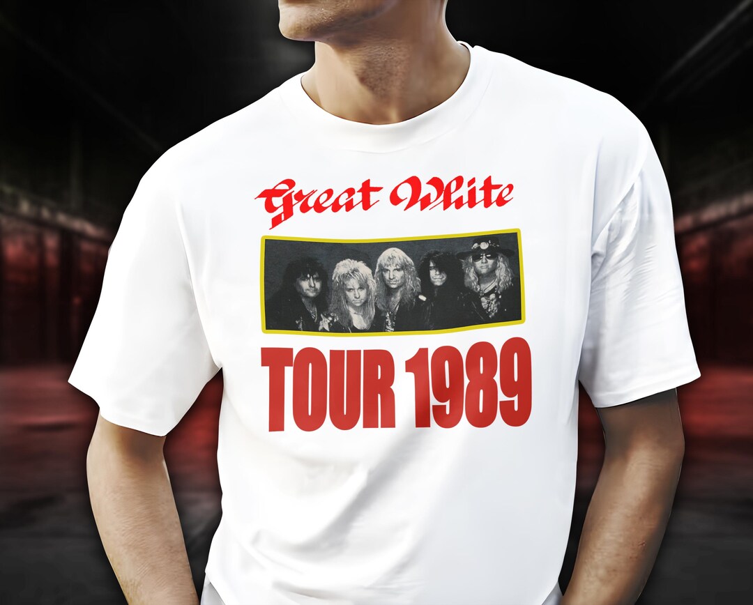 Great White Tour 1989 - Music Cover Art T Shirt Vintage Look All Sizes ...