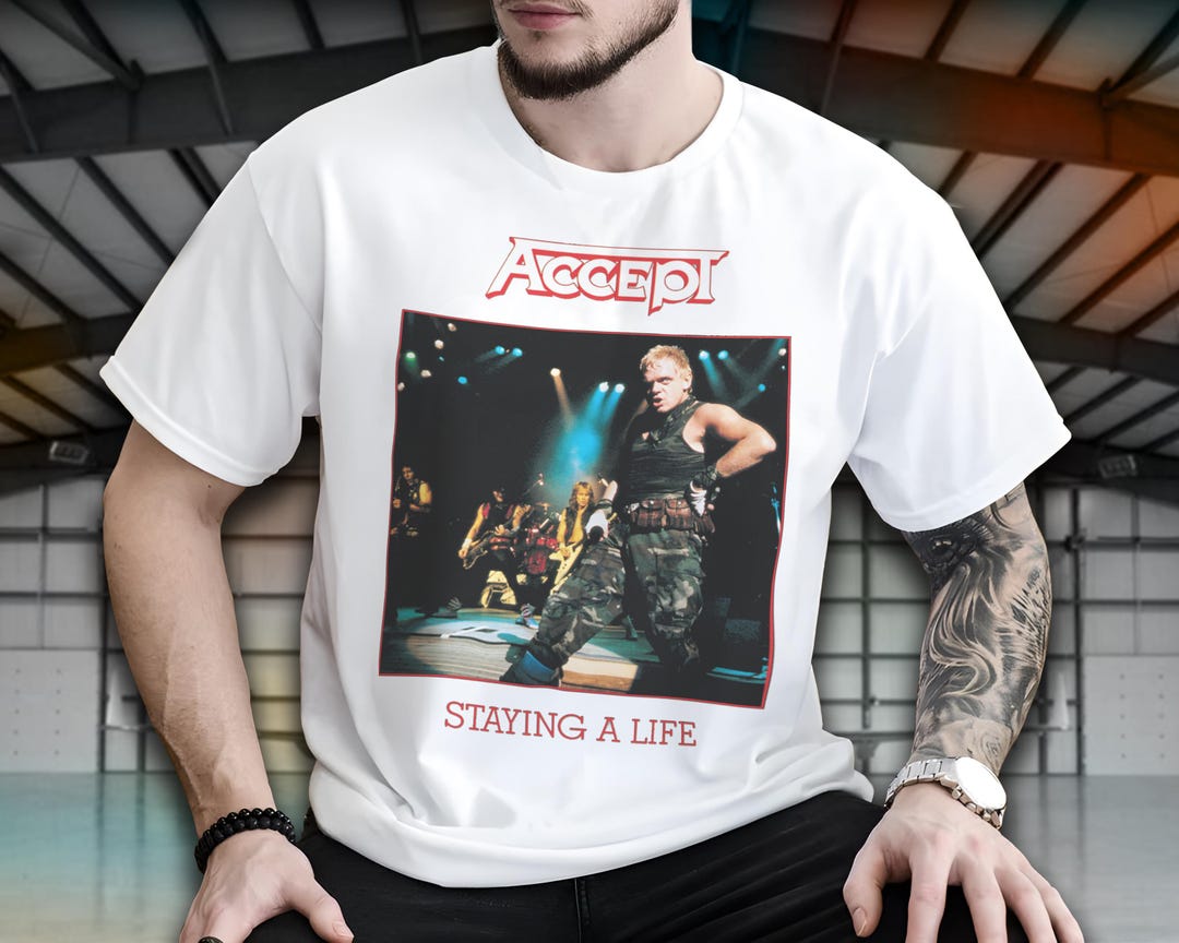 Accept Staying A Life Music CD Cover Art T Shirt Vintage Look All Sizes ...
