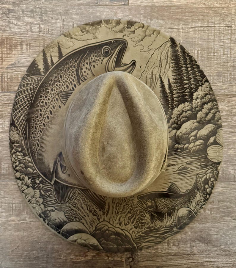 Engraved Fedora Hat - Trout - Etsy