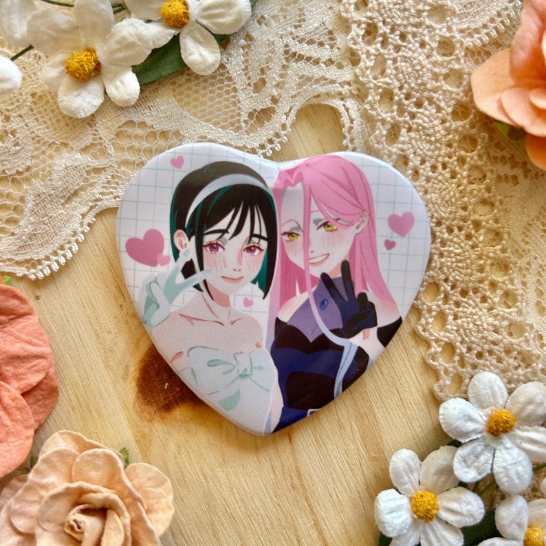 Buy 2 Get 1 Free Alien Stage Heart Shaped Buttons Tinplate Badge Pin ...