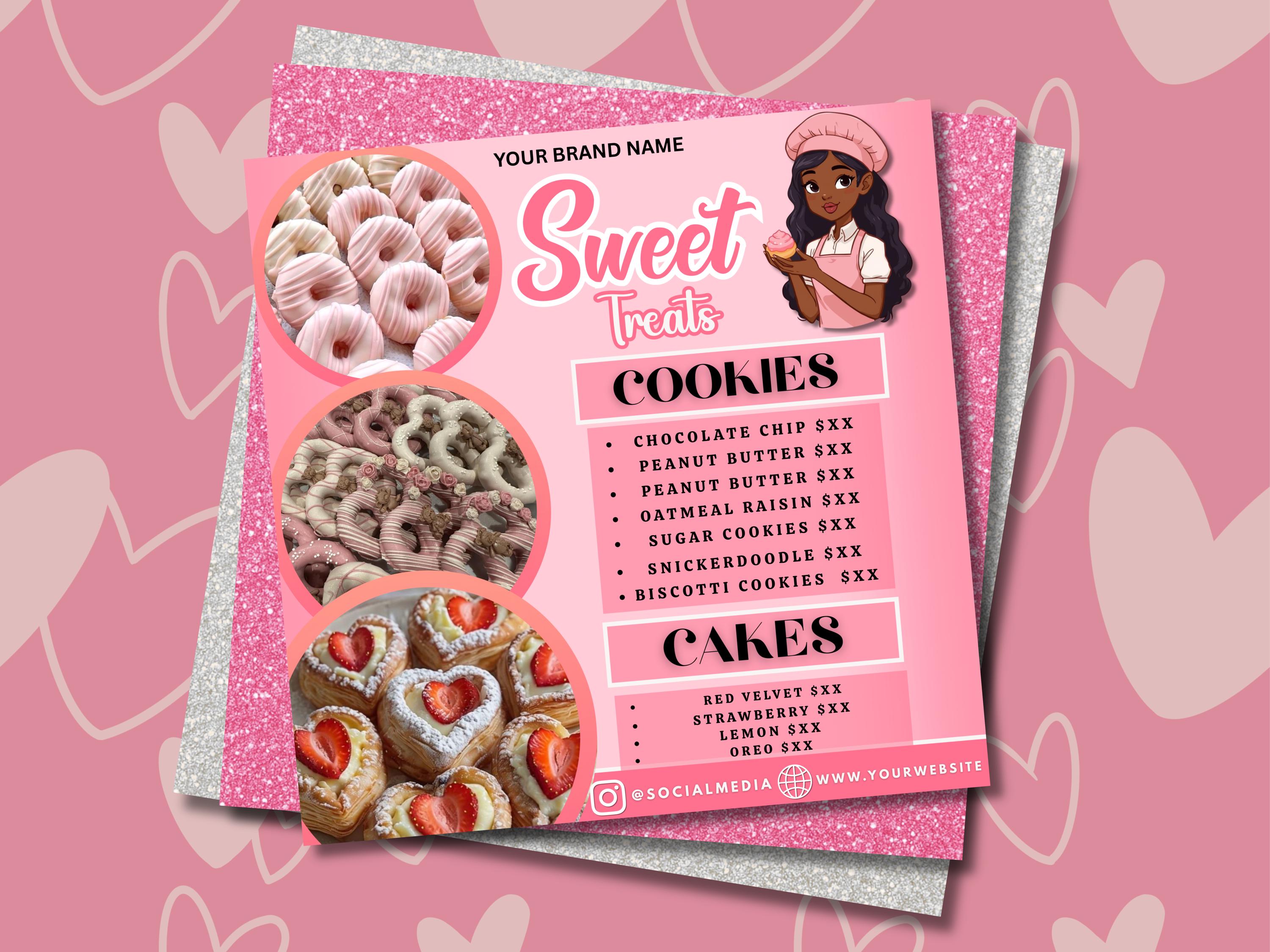 Pink Bakery Flyer Template | Editable Baker Menu | Sweet Treats Cookies ...