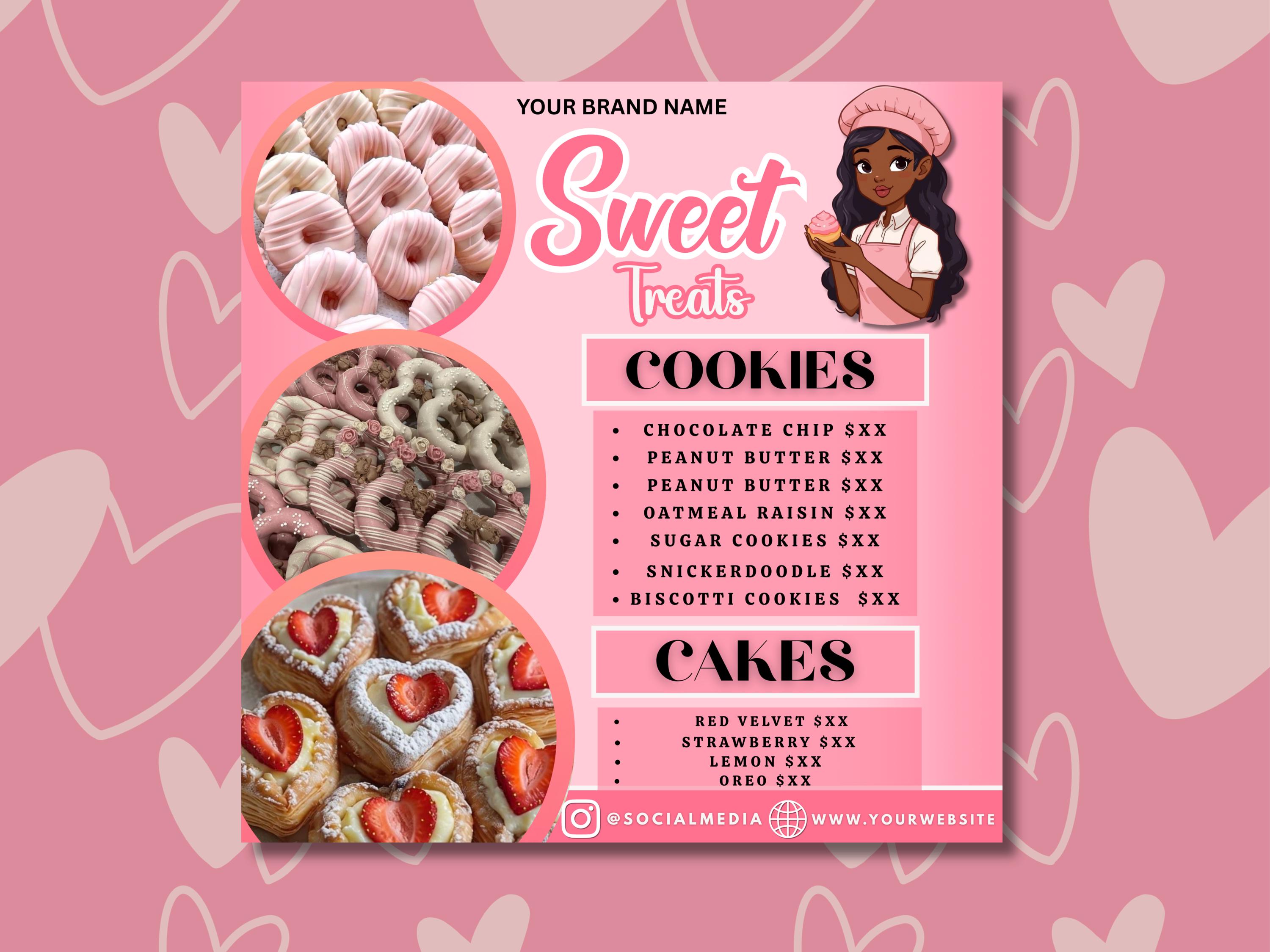 Pink Bakery Flyer Template | Editable Baker Menu | Sweet Treats Cookies ...