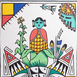 Pueblo-influenced 9"x12" Hand Painted Corn Maiden - Etsy