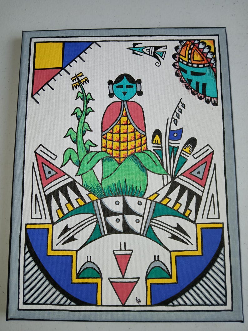 Pueblo-influenced 9"x12" Hand Painted Corn Maiden - Etsy