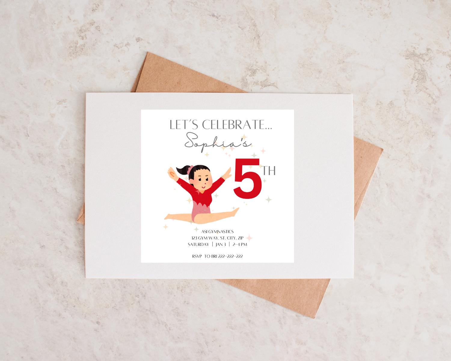 Editable Gymnastics Birthday Invitation Template-gymnastics Invite ...