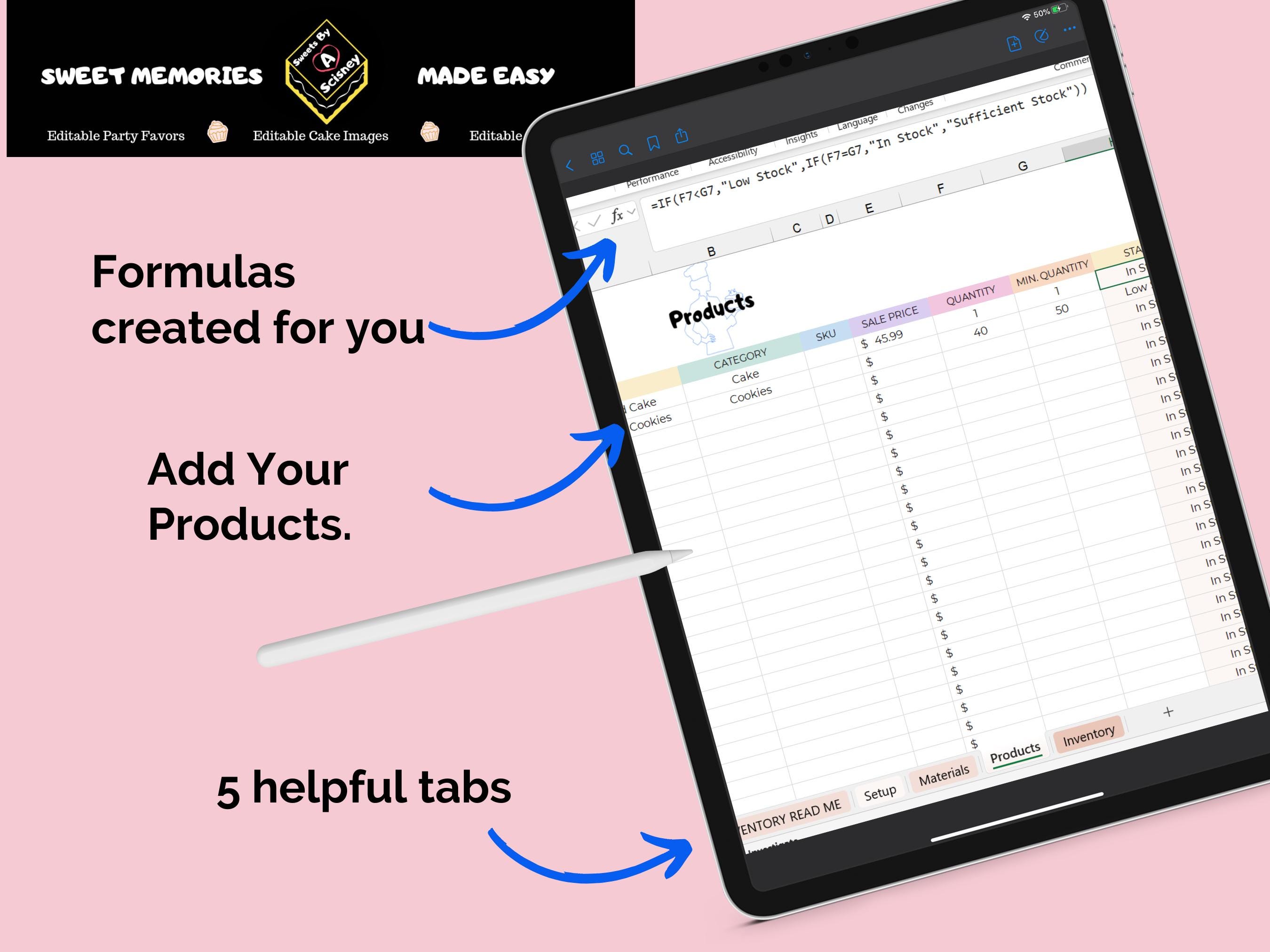 Bakery Inventory Tracker | Editable Excel Spreadsheet for Business ...