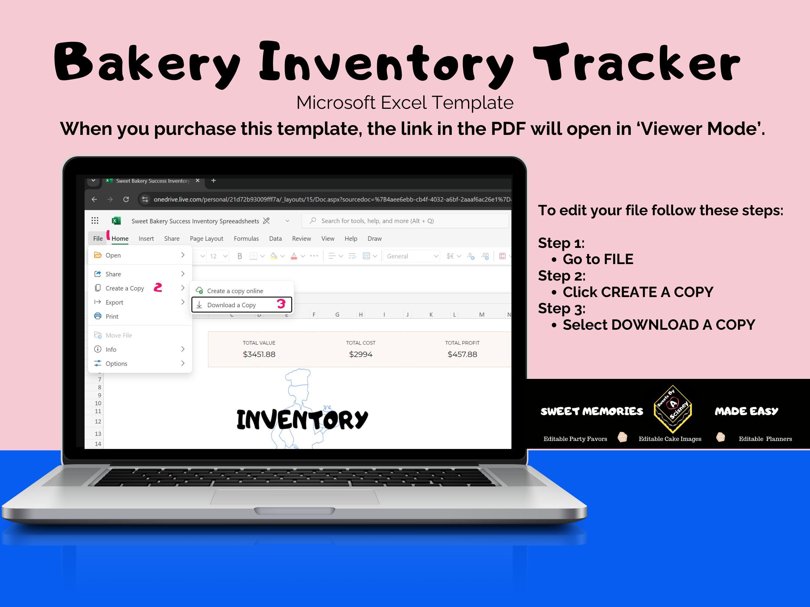 Bakery Inventory Tracker | Editable Excel Spreadsheet for Business ...