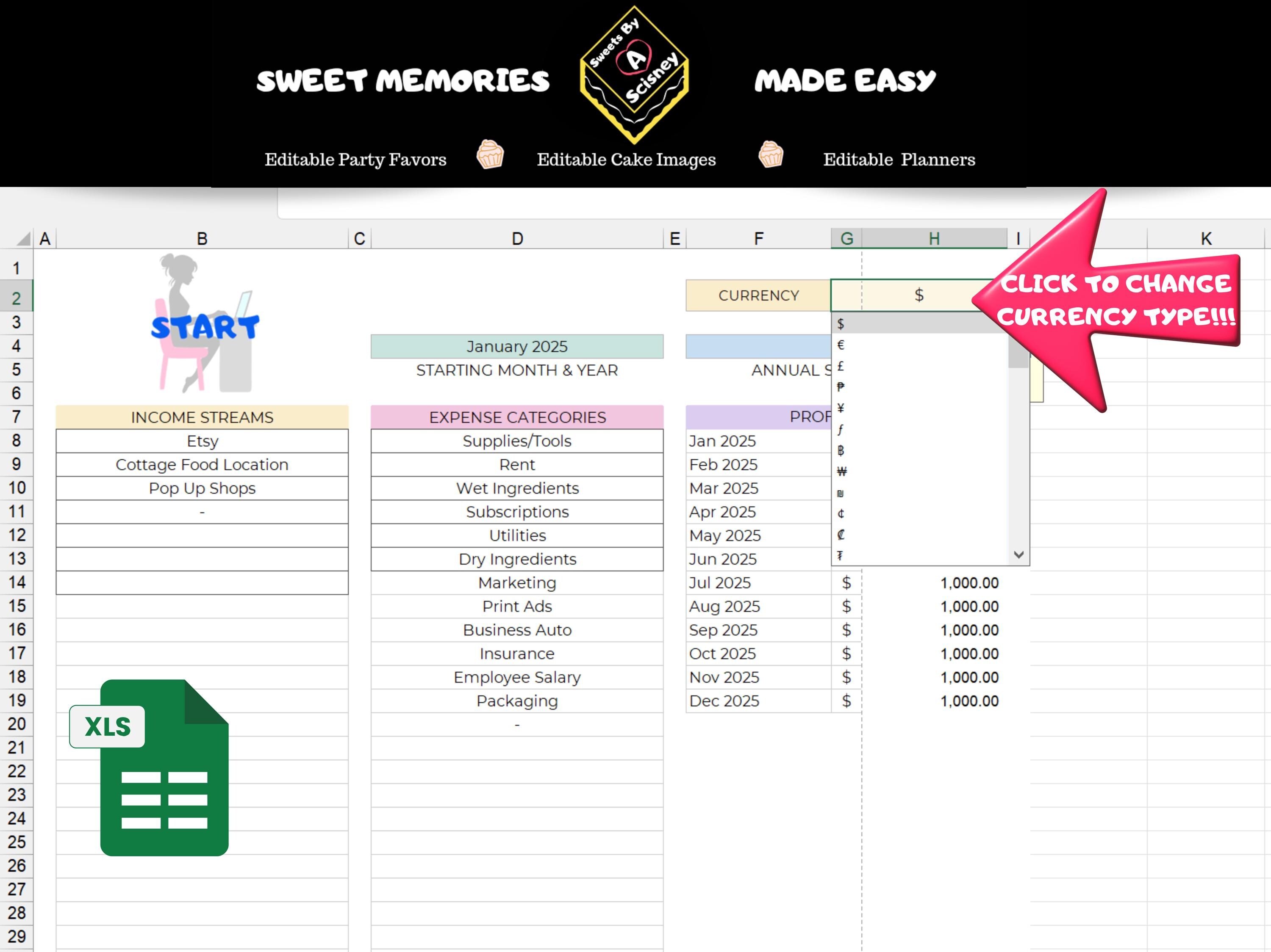 Bakery Inventory Tracker | Editable Excel Spreadsheet for Business ...