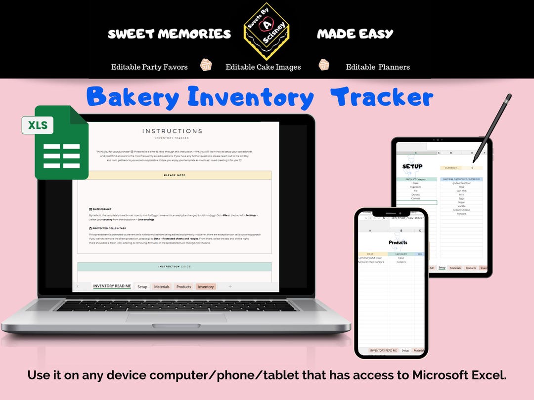Bakery Inventory Tracker Editable Excel Spreadsheet for Business ...