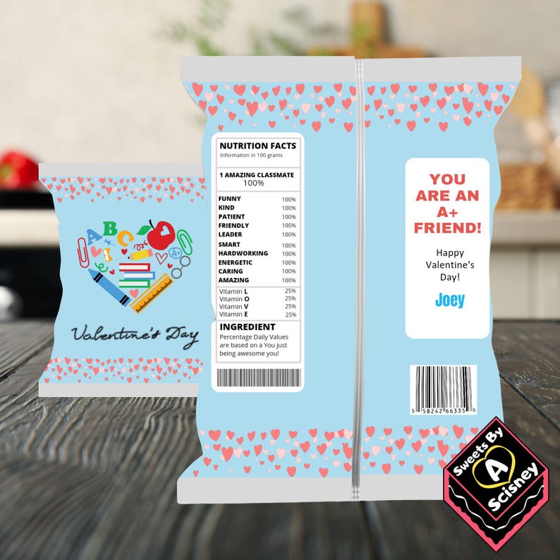 Valentines Templates for Classroom Exchange | Editable Snack Bag for ...