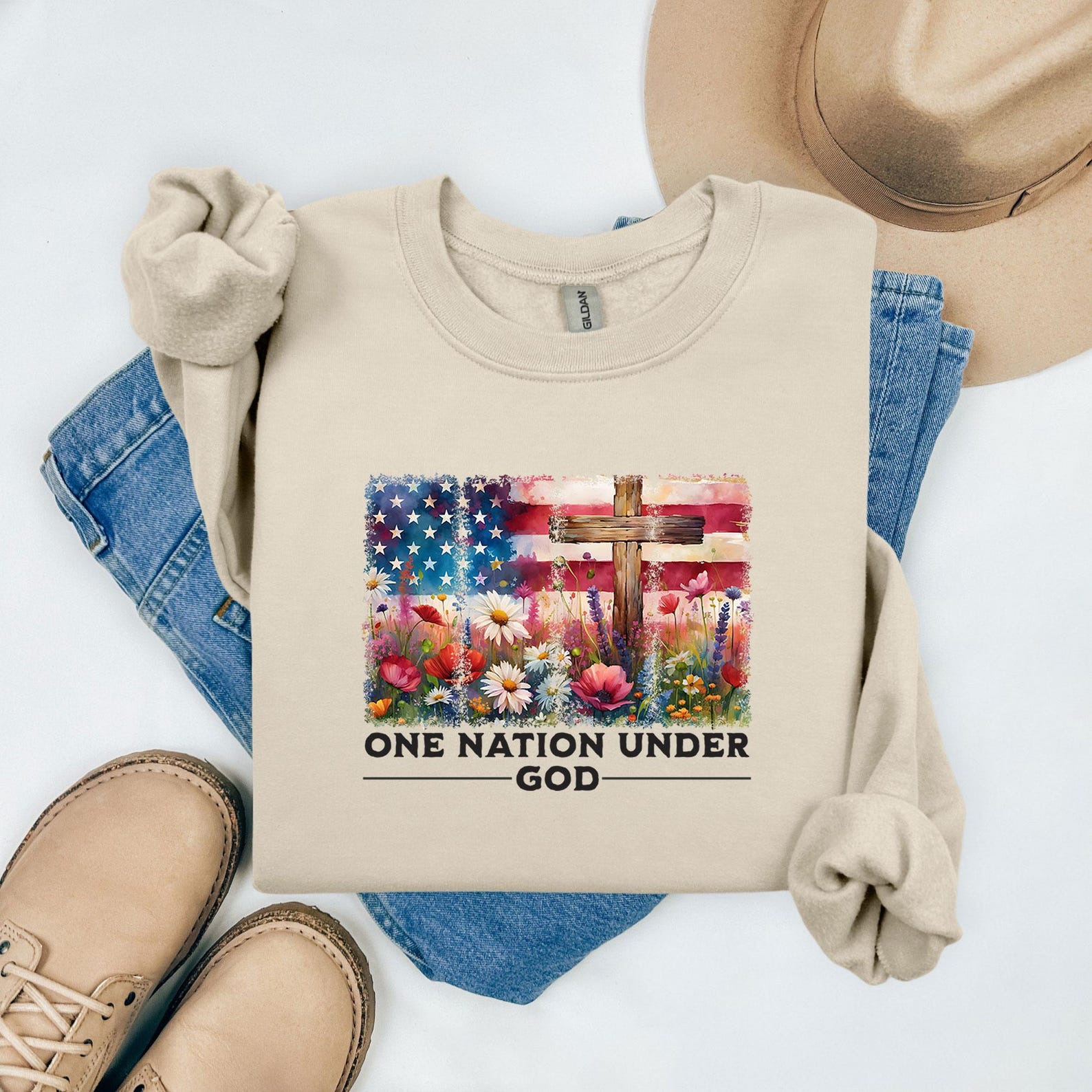 One Nation Under God Patriotic PNG, 4th of July Christian Sublimation ...