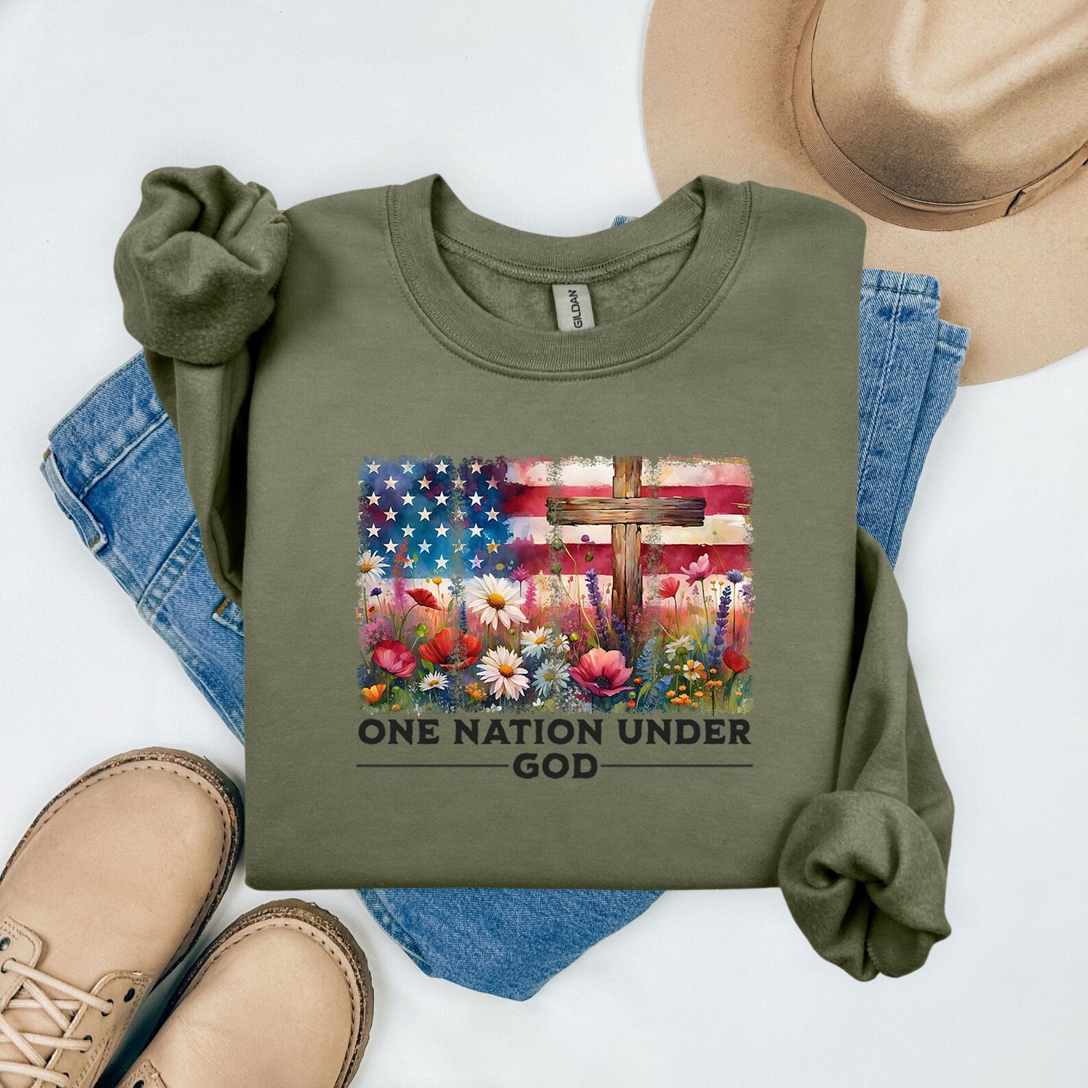 One Nation Under God Patriotic PNG, 4th of July Christian Sublimation ...