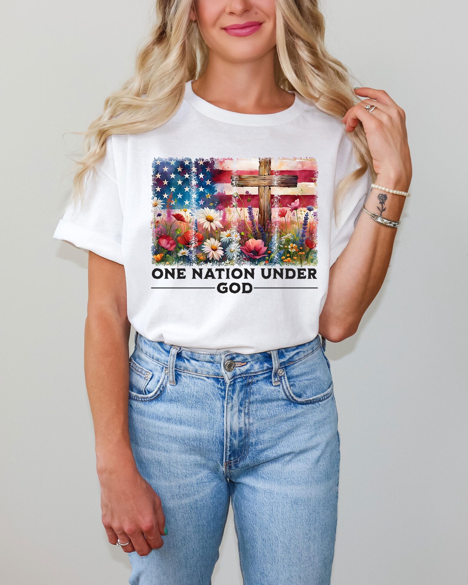 One Nation Under God Patriotic PNG, 4th of July Christian Sublimation ...
