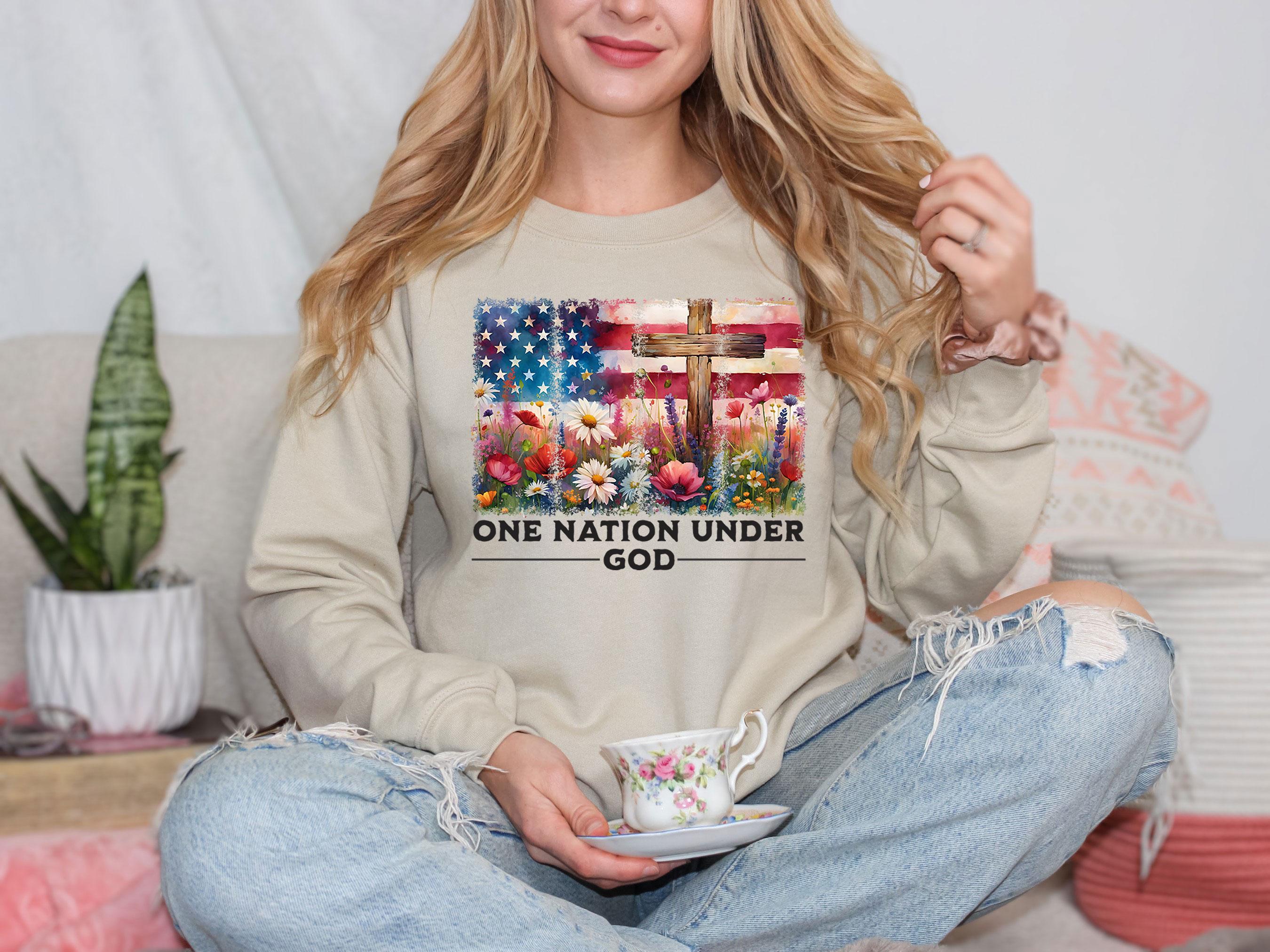 One Nation Under God Patriotic PNG, 4th of July Christian Sublimation ...