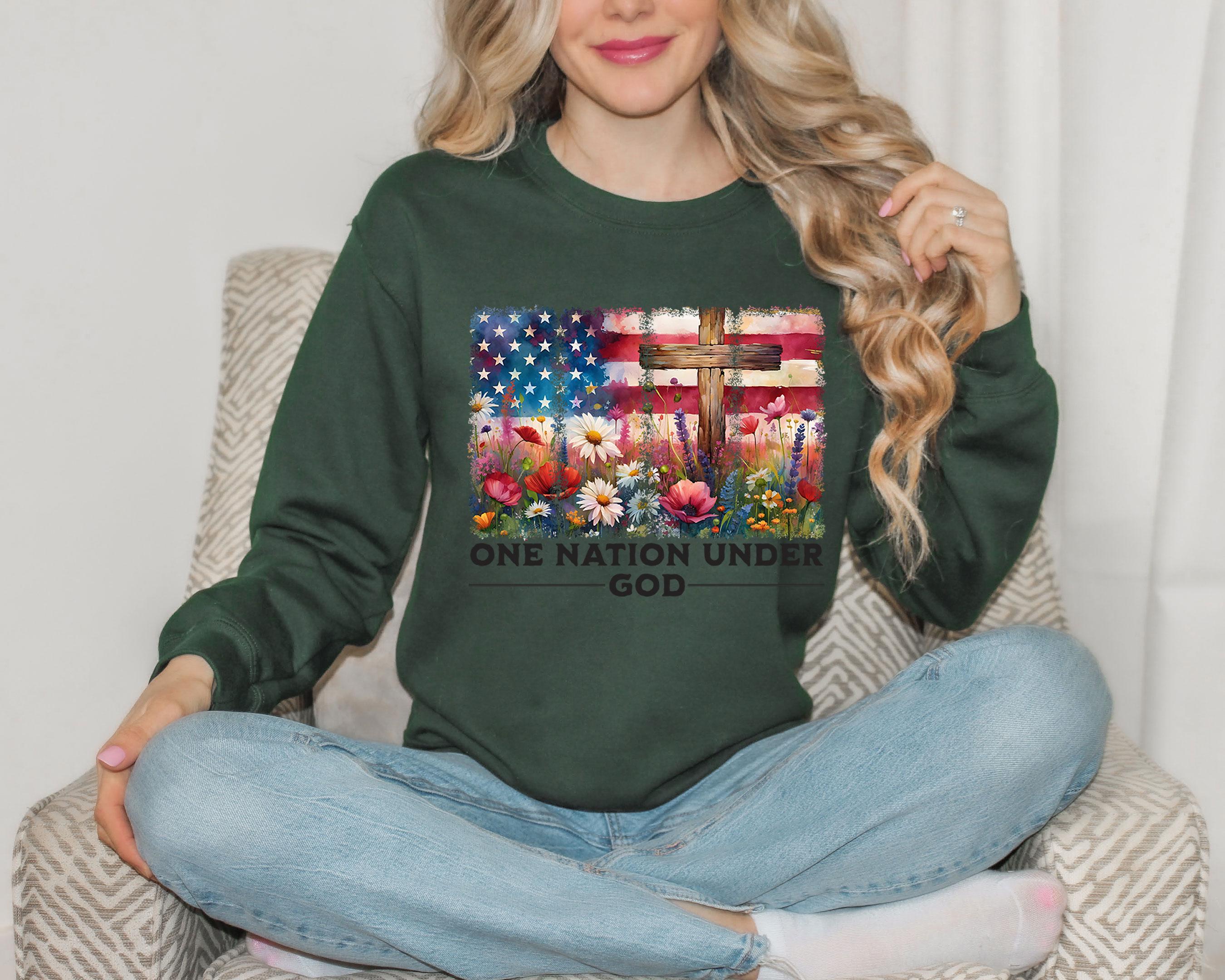 One Nation Under God Patriotic PNG, 4th of July Christian Sublimation ...