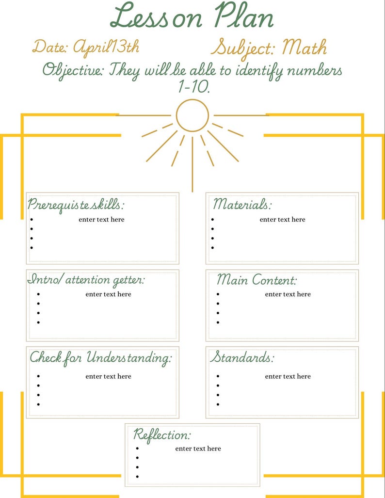 Editable Lesson Plan Template Made by a Teacher - Etsy