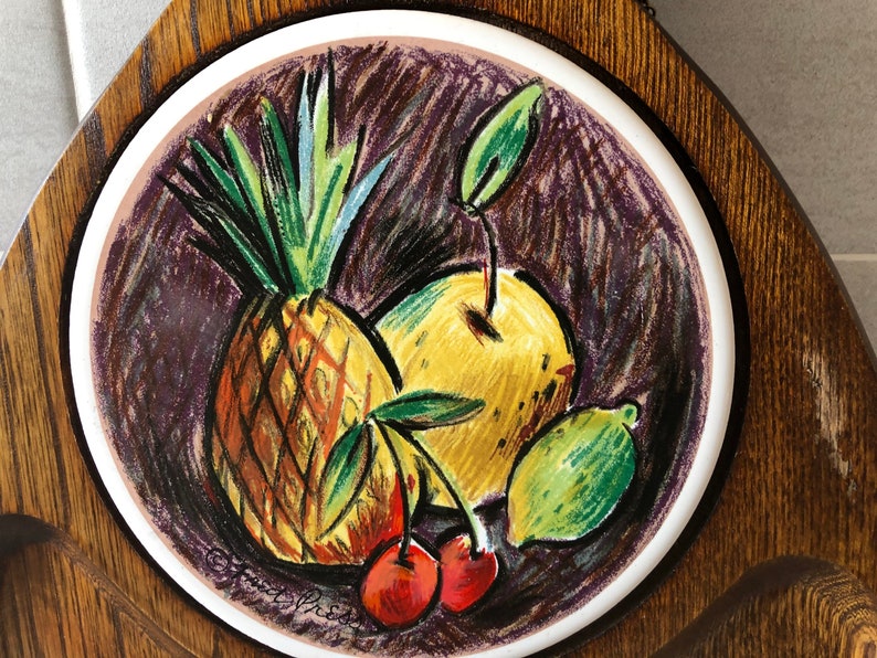 Fred Press Sere Wood MCM Pineapple Cheese and Cracker Tray With Knife ...