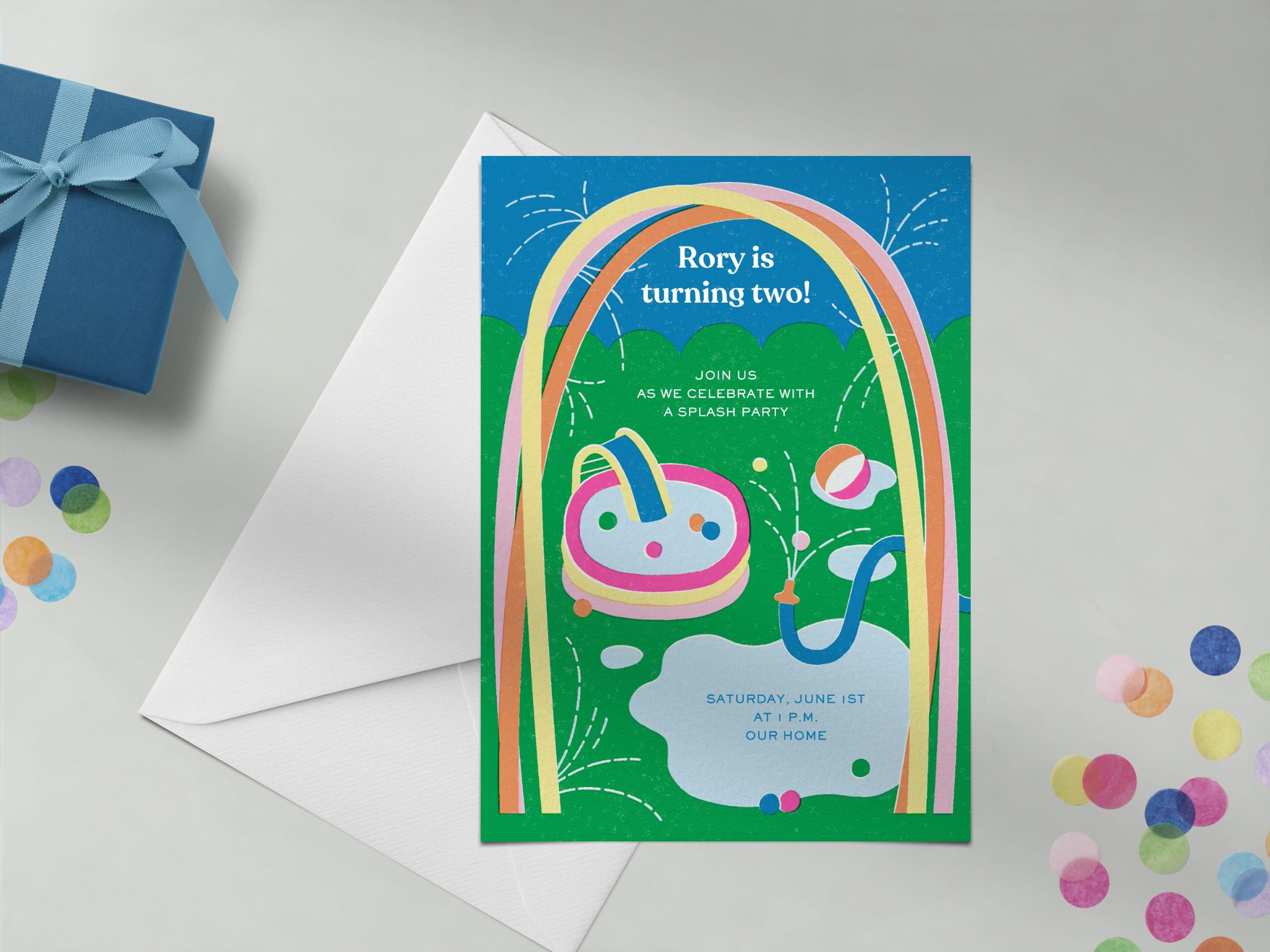 Kids Birthday Party Invitation | Illustrative | Pool, Puddles, Splash ...