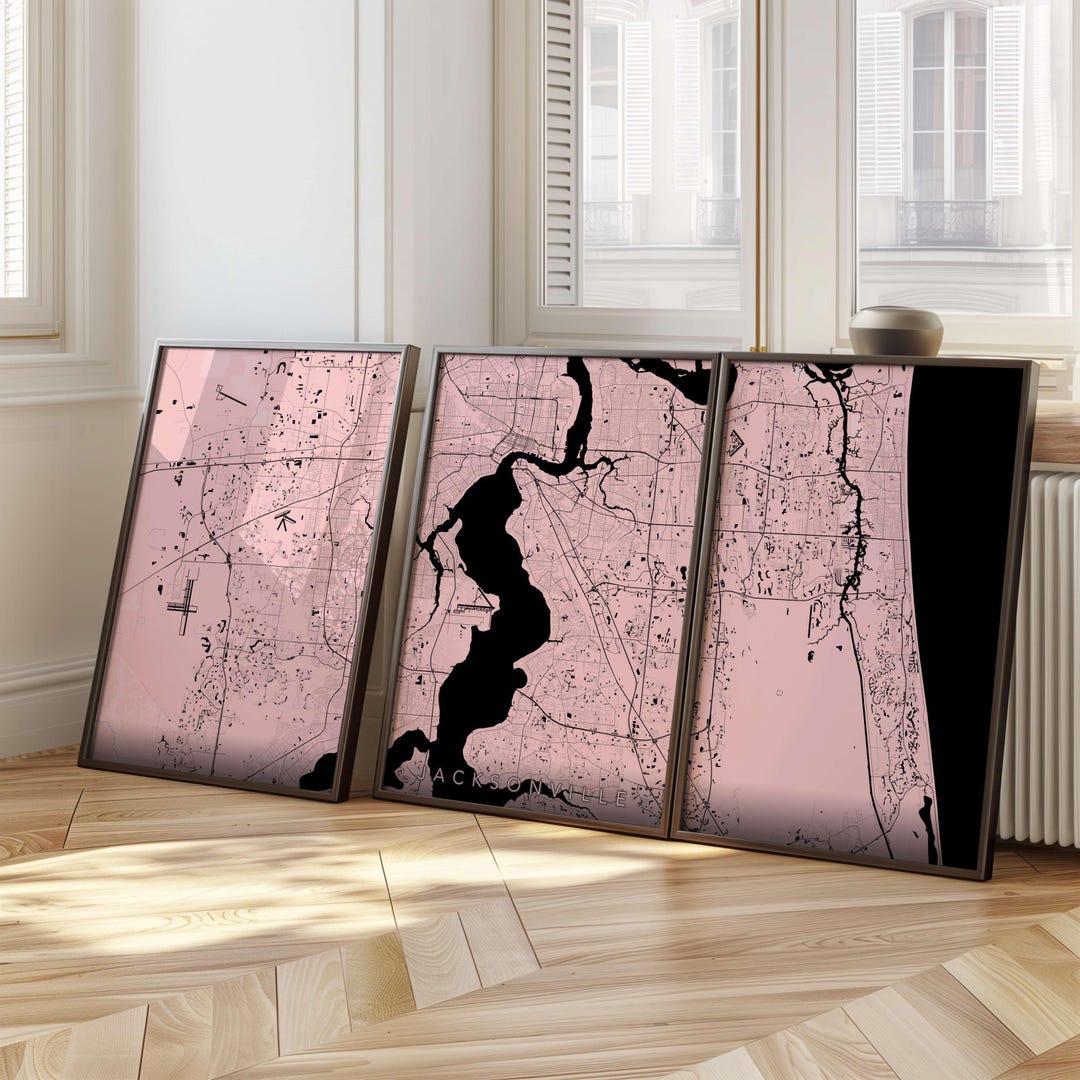 Tríptico personalizado con mapa de la ciudad: arte de pared moderno de ...