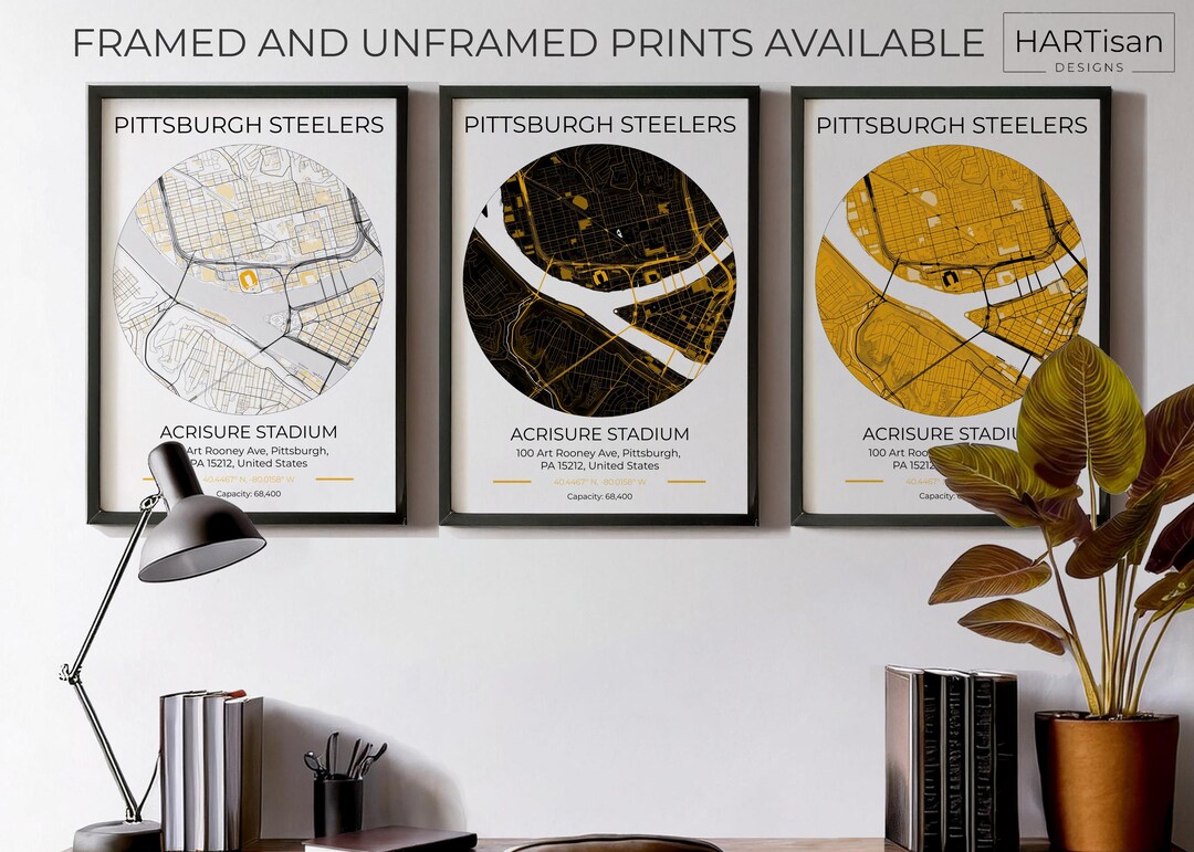 Pittsburgh Steelers Stadium Map Poster Framed & Unframed NFL Fan Gift ...