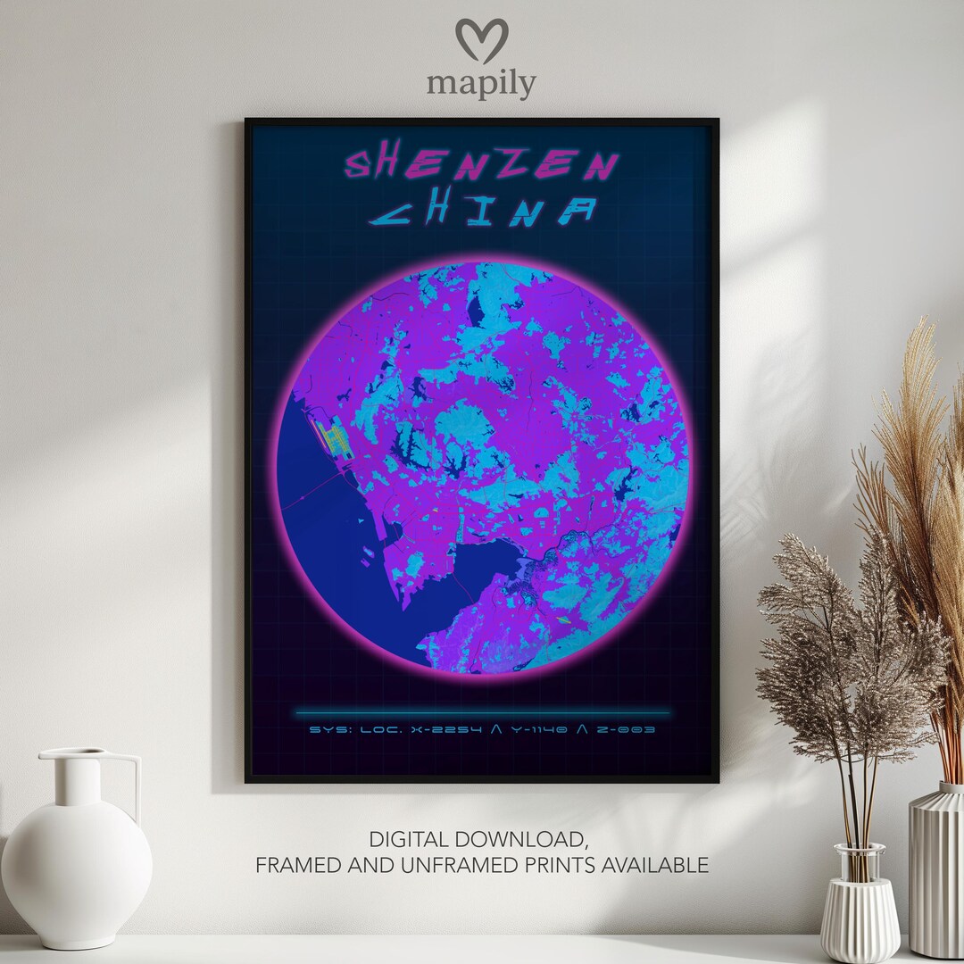 Shenzen City Map Art Print, Travel Keepsake - Etsy