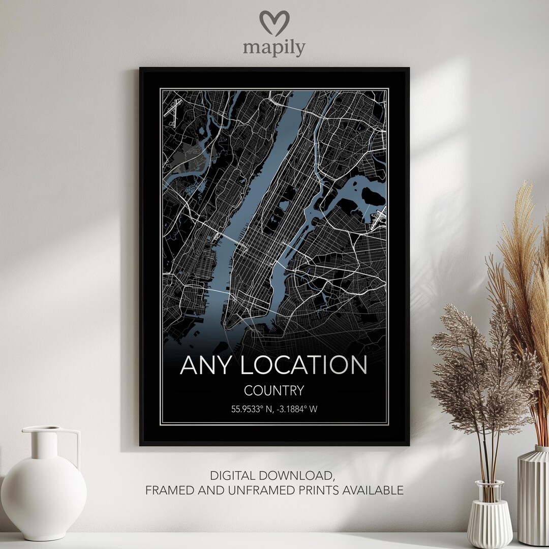 Choose Any Location Map – Framed or Unframed | Gift for Loved Ones - Etsy